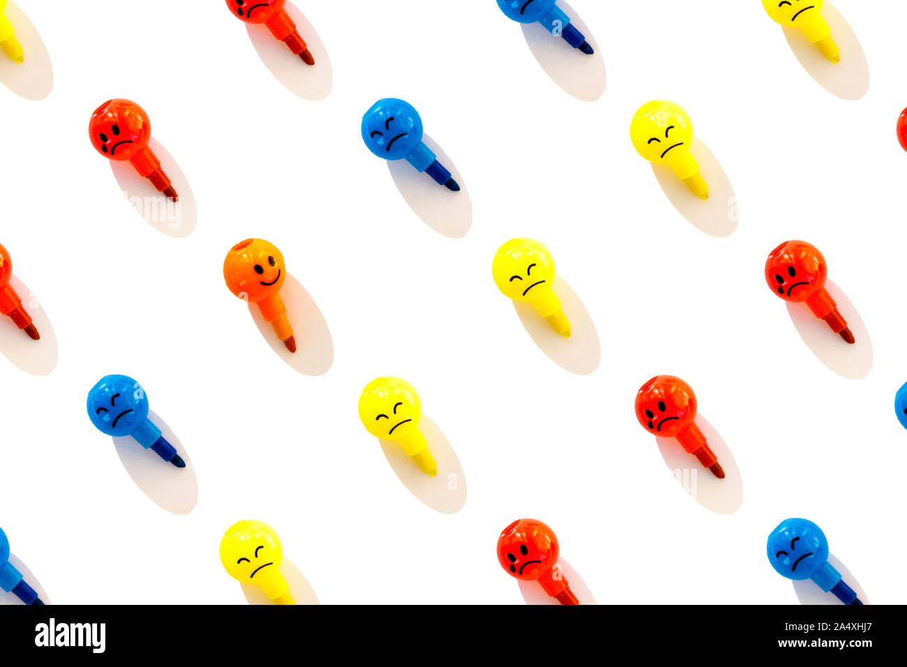 Pattern of emotions balls background. Blue, yellow and red balls are ...