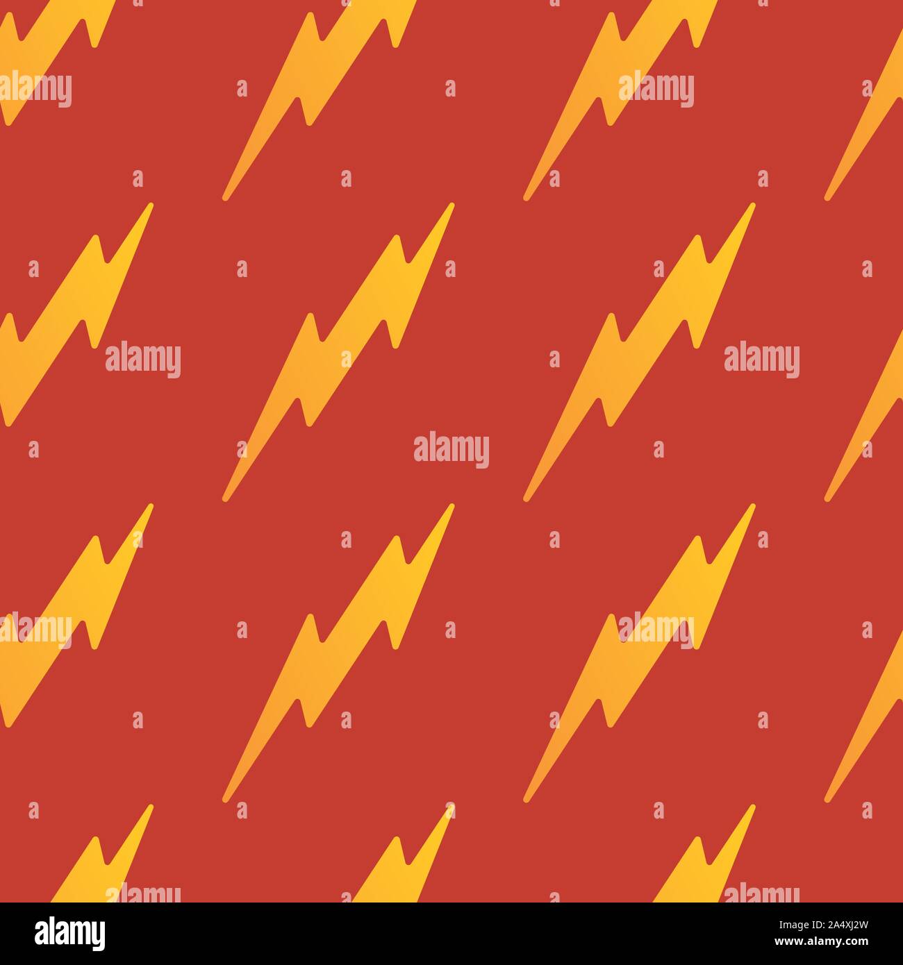 Abstract vector yellow seamless thunder pattern flat design on a red ...