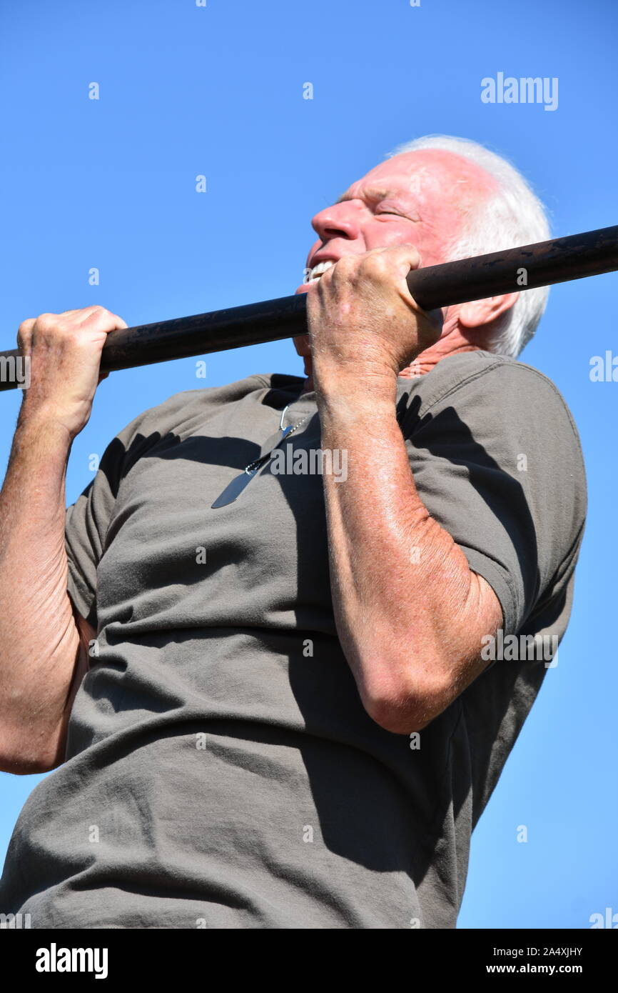 Muscular Old Male Veteran Exercising Stock Photo - Alamy