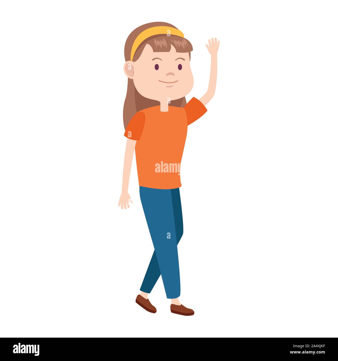 teenage girl waving icon, flat design Stock Vector Image & Art - Alamy