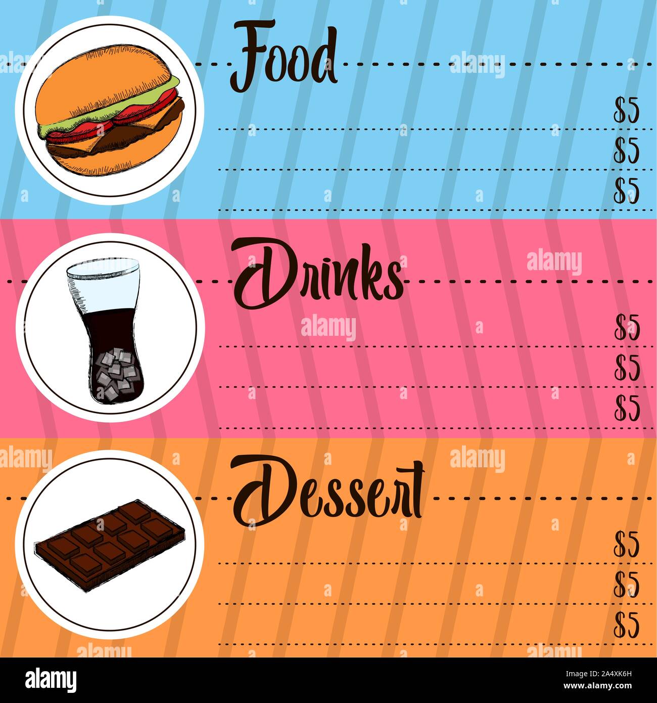 Food, drinks and desserts menu. Restaurant menu design - Vector ...