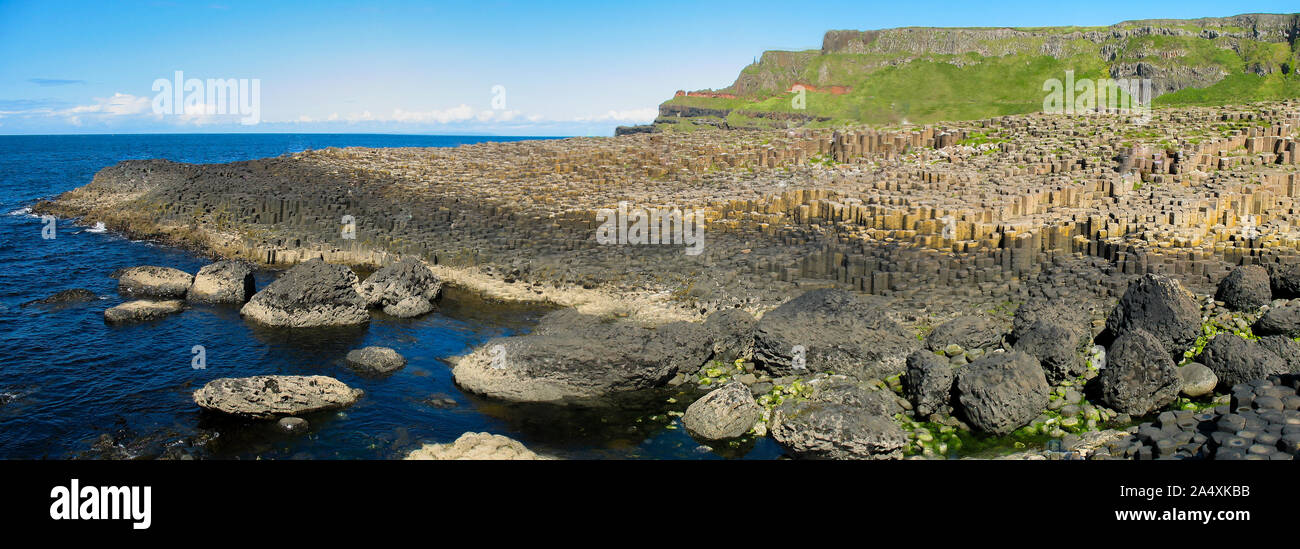 Panorama of the nature hexagon stones at the beach named Giant's ...