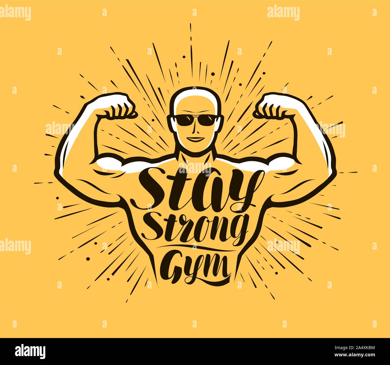 Gym, bodybuilding. Stay Strong, lettering vector illustration Stock ...