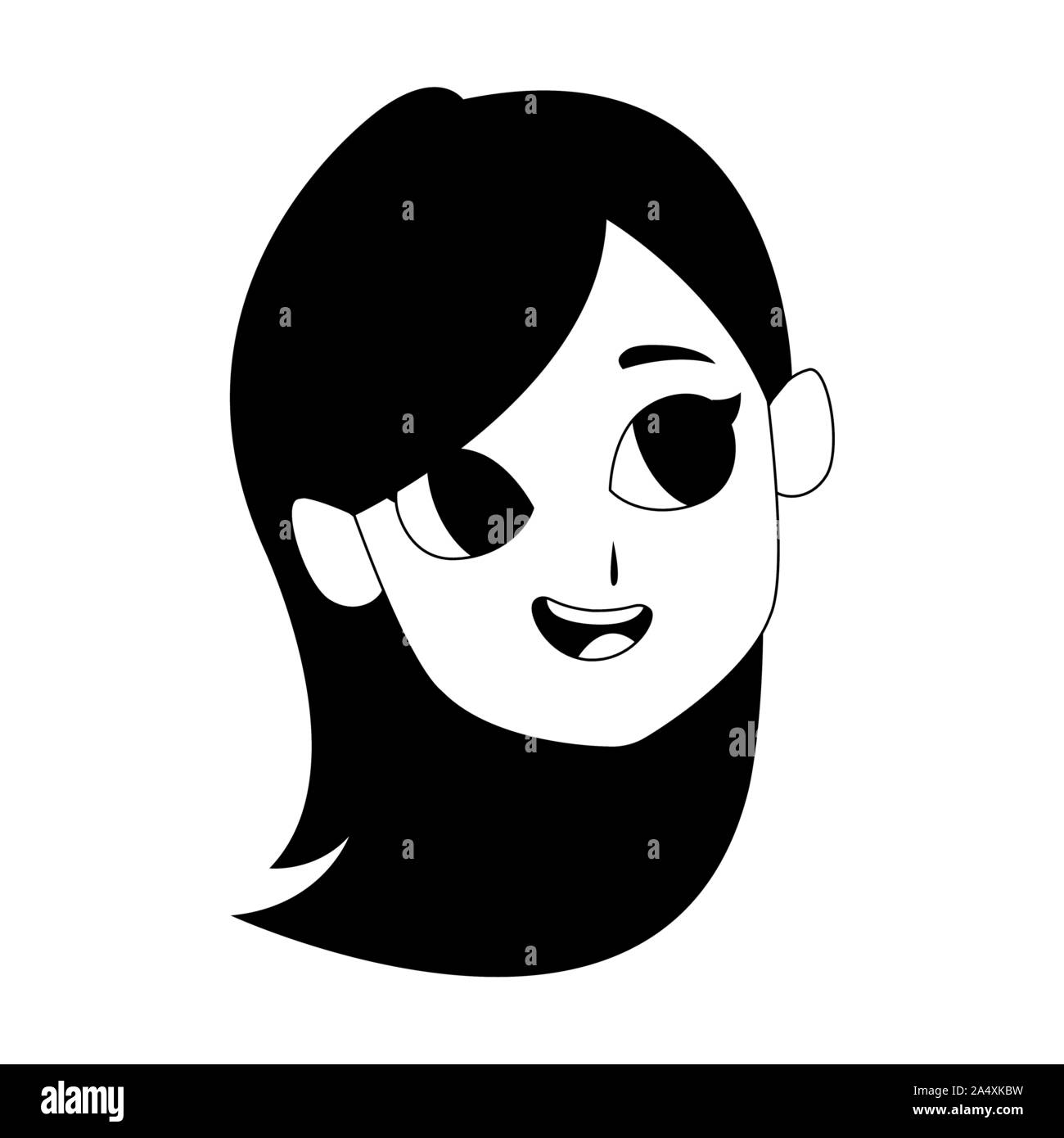 young girl with long hair cartoon icon, flat design Stock Vector Image ...