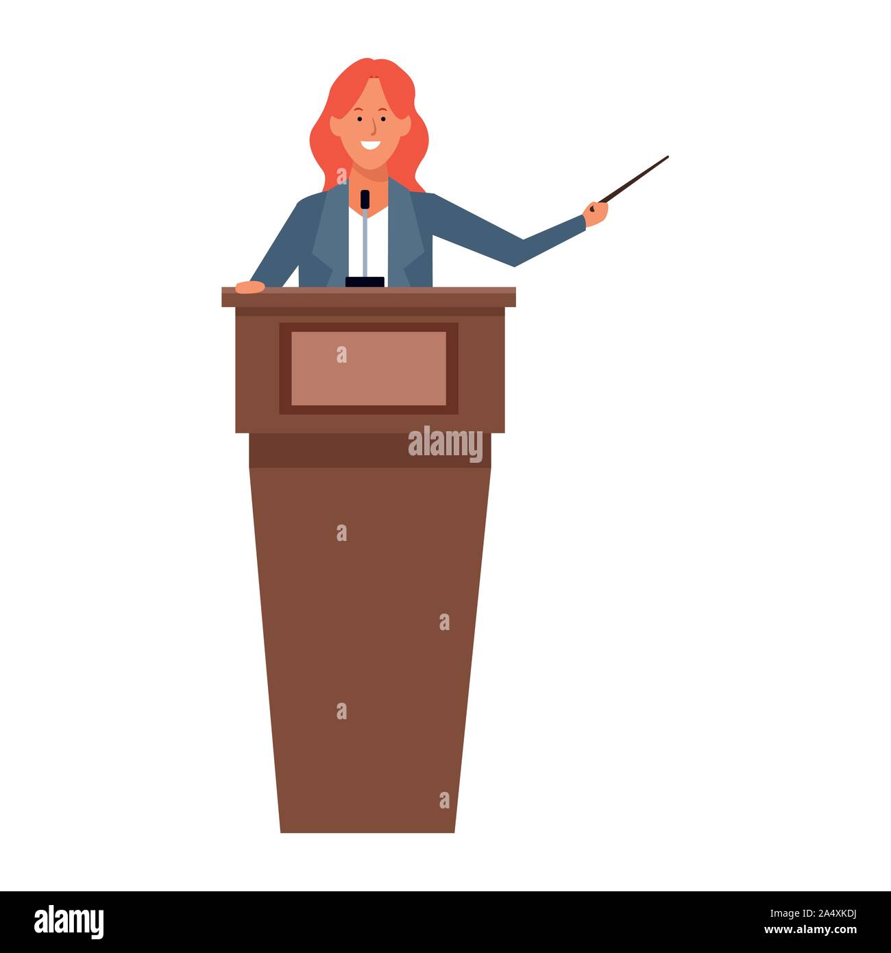 cartoon business woman behind a podium, flat design Stock Vector Image ...
