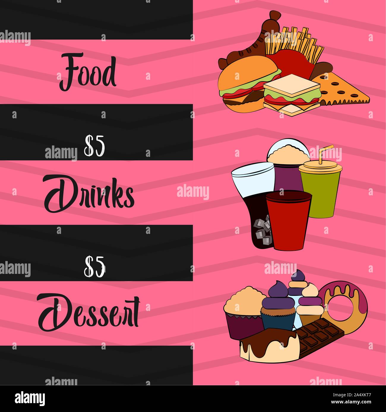 Food, drinks and desserts menu. Restaurant menu design - Vector ...