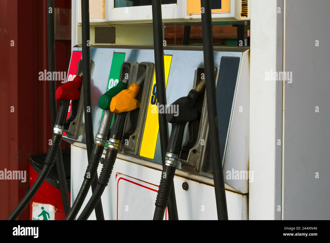 Gas station. Fuel panel in a gas station Stock Photo - Alamy