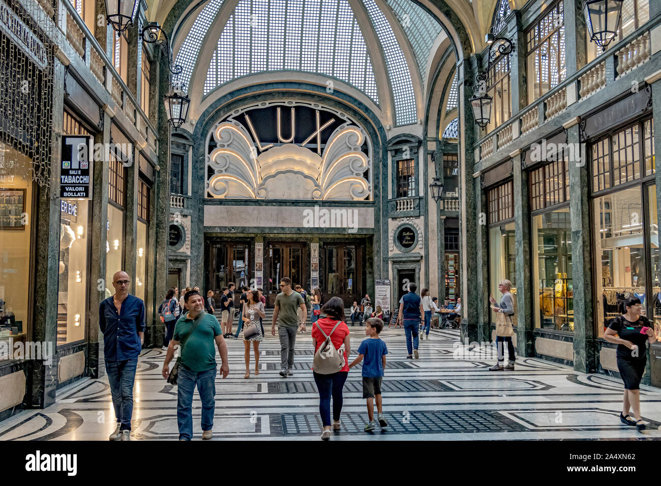 The Lux cinema inside the Galleria San Federico , an art deco glass ...