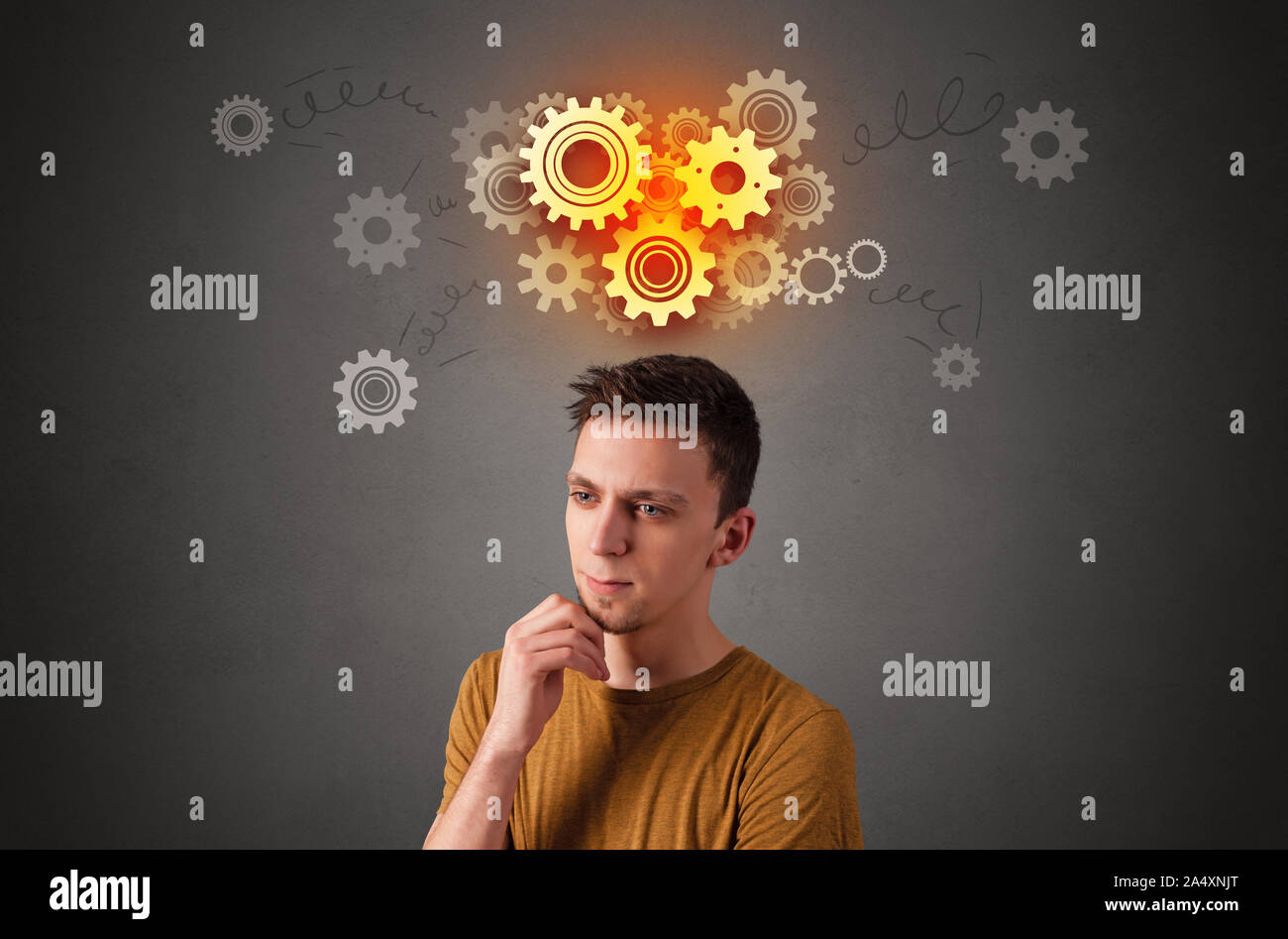 Handsome boy with design thinking concept Stock Photo - Alamy