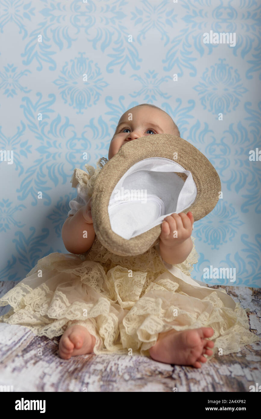 Portrait of adorable baby girl. Childhood. Authentic image Stock Photo ...