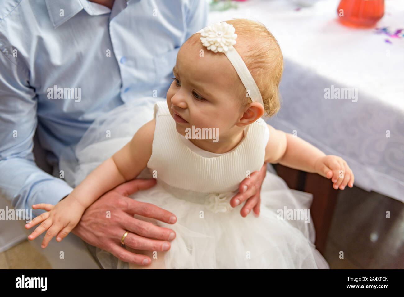 Portrait of adorable baby girl. Childhood. Authentic image Stock Photo ...
