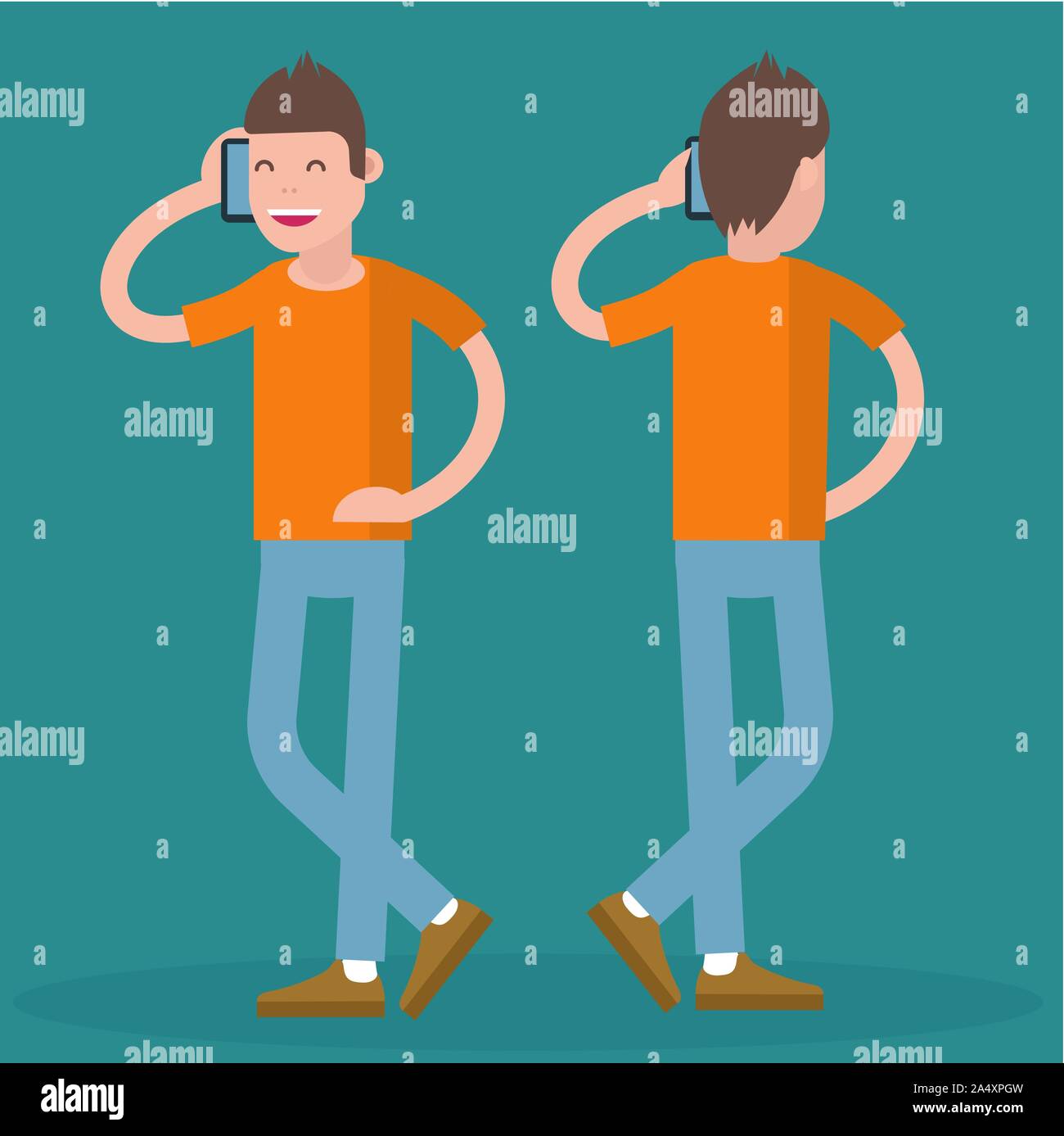 Cartoon trendy geek with mobile Stock Vector Image & Art - Alamy