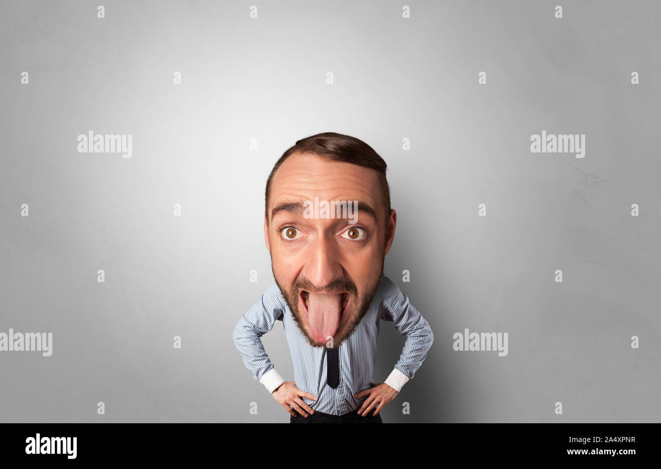 Big head on small body with copy space Stock Photo - Alamy
