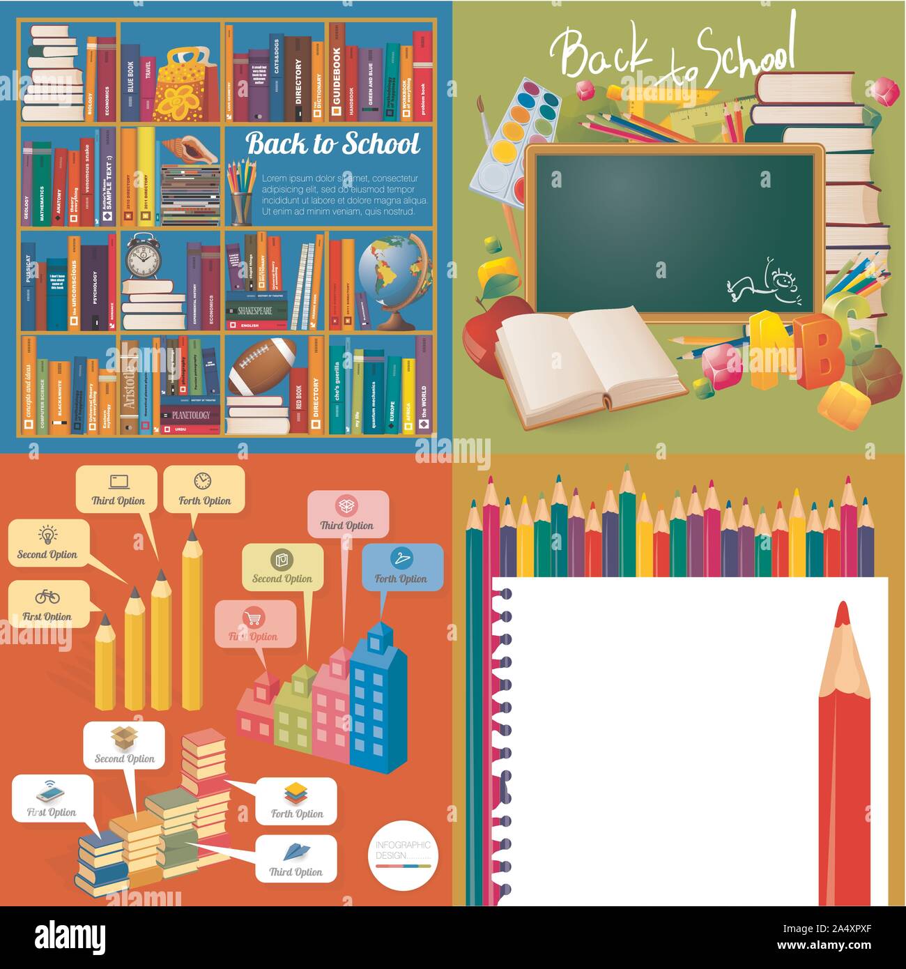 Vector set of school backgrouns Stock Vector Image & Art - Alamy