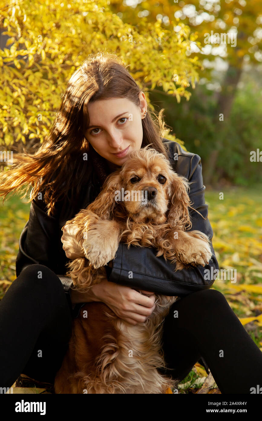 Girl with cocker spaniel hi-res stock photography and images - Alamy