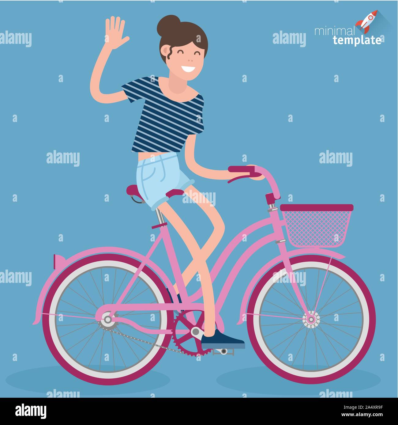 Flat design young women riding bicycle Stock Vector Image & Art - Alamy