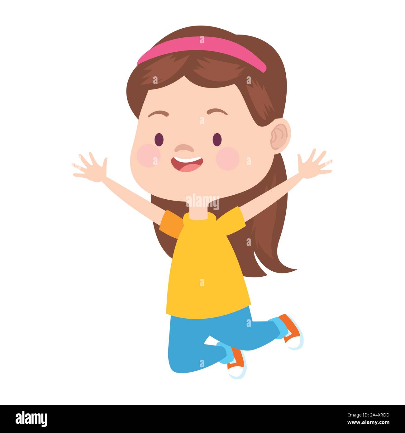 happy little girl icon, flat colorful design Stock Vector Image & Art ...