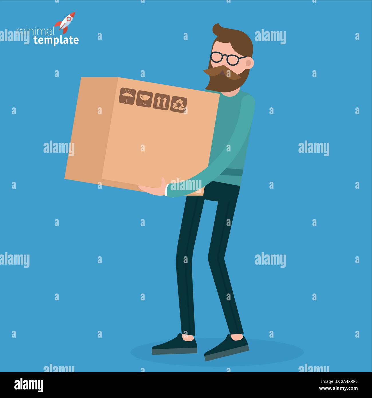 Young man walking with retail box Stock Vector Image & Art - Alamy