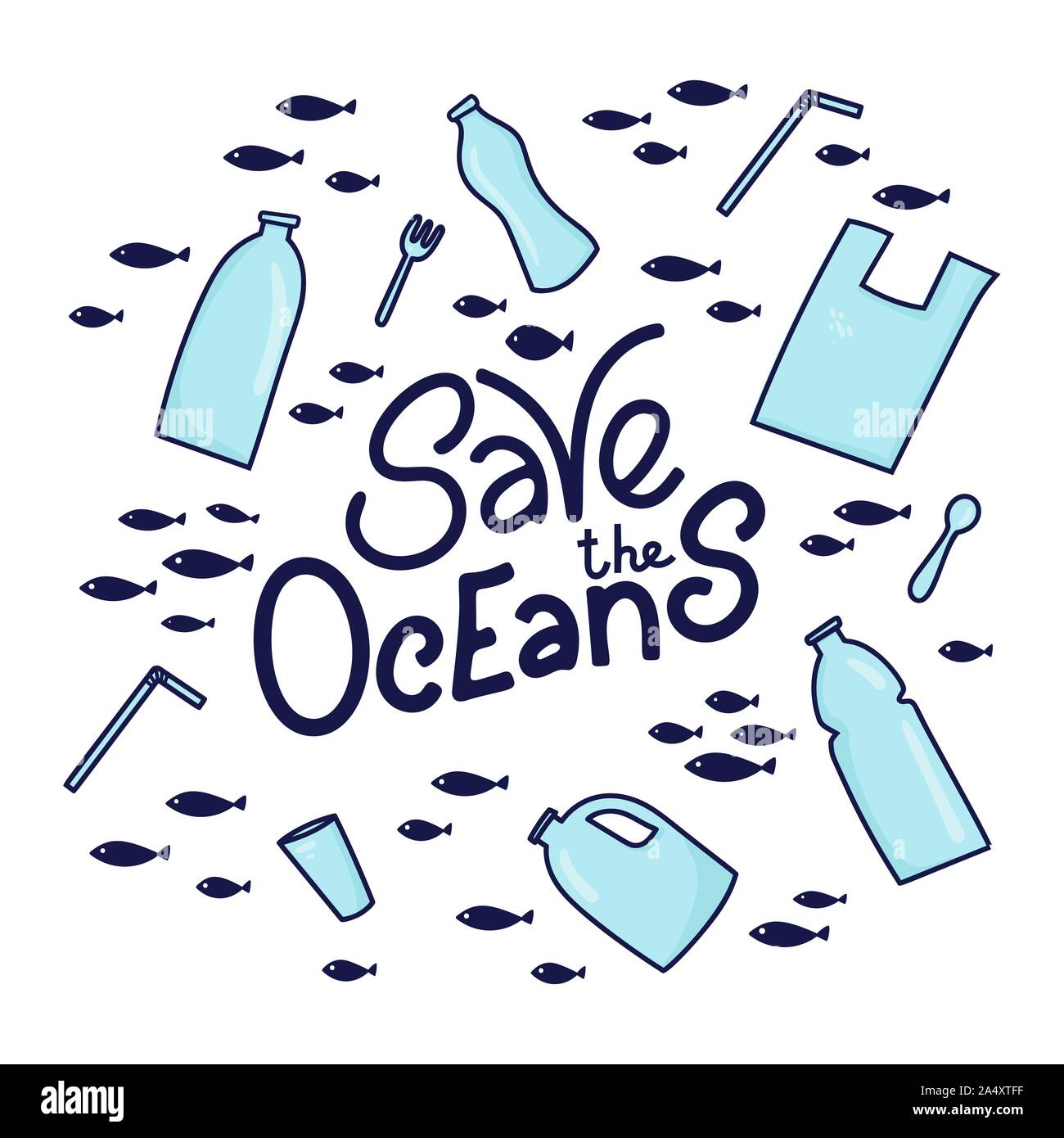 Plastic pollution in the oceans Stock Vector Images - Alamy