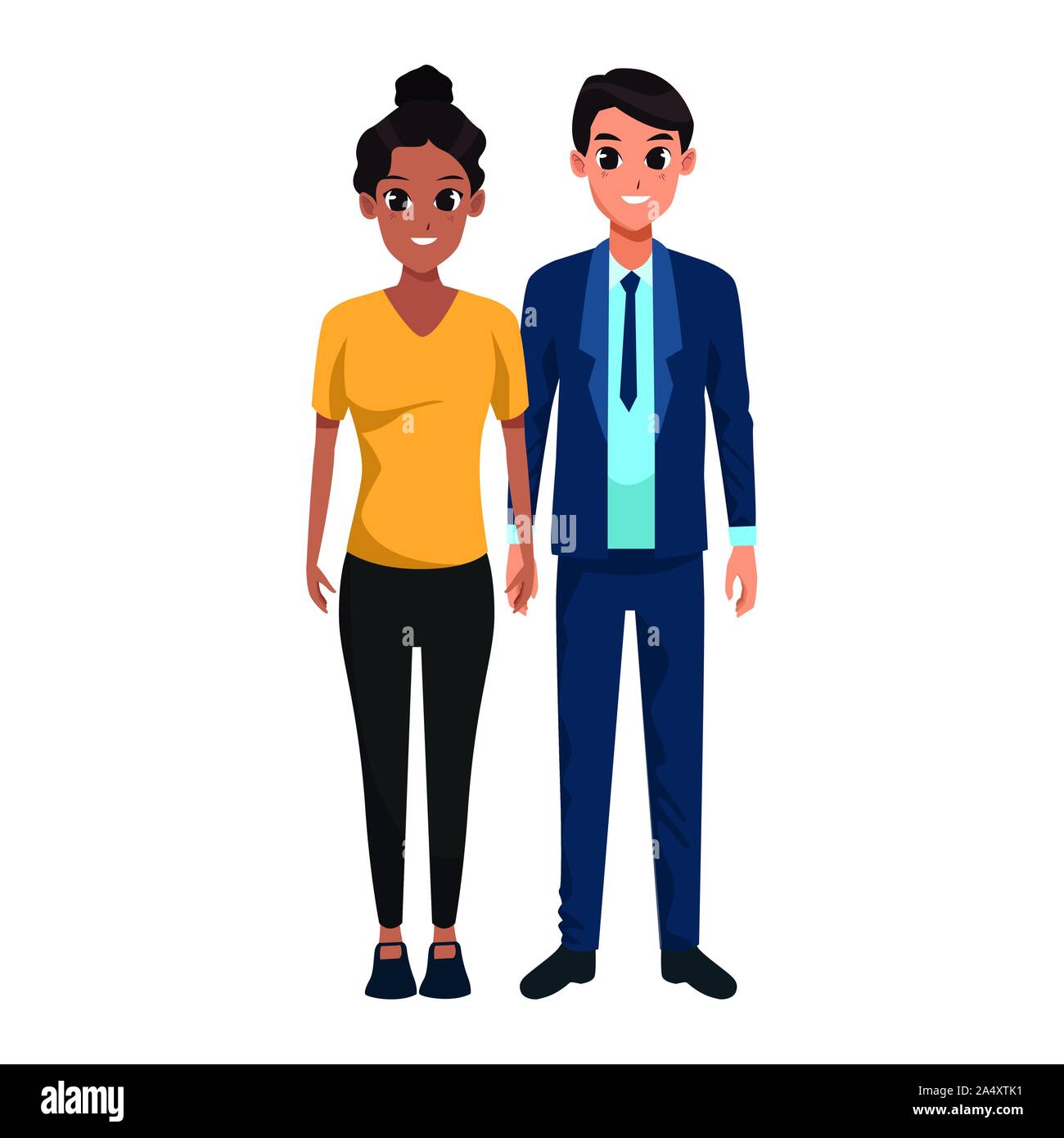 happy young couple cartoon icon, colorful flat design Stock Vector ...