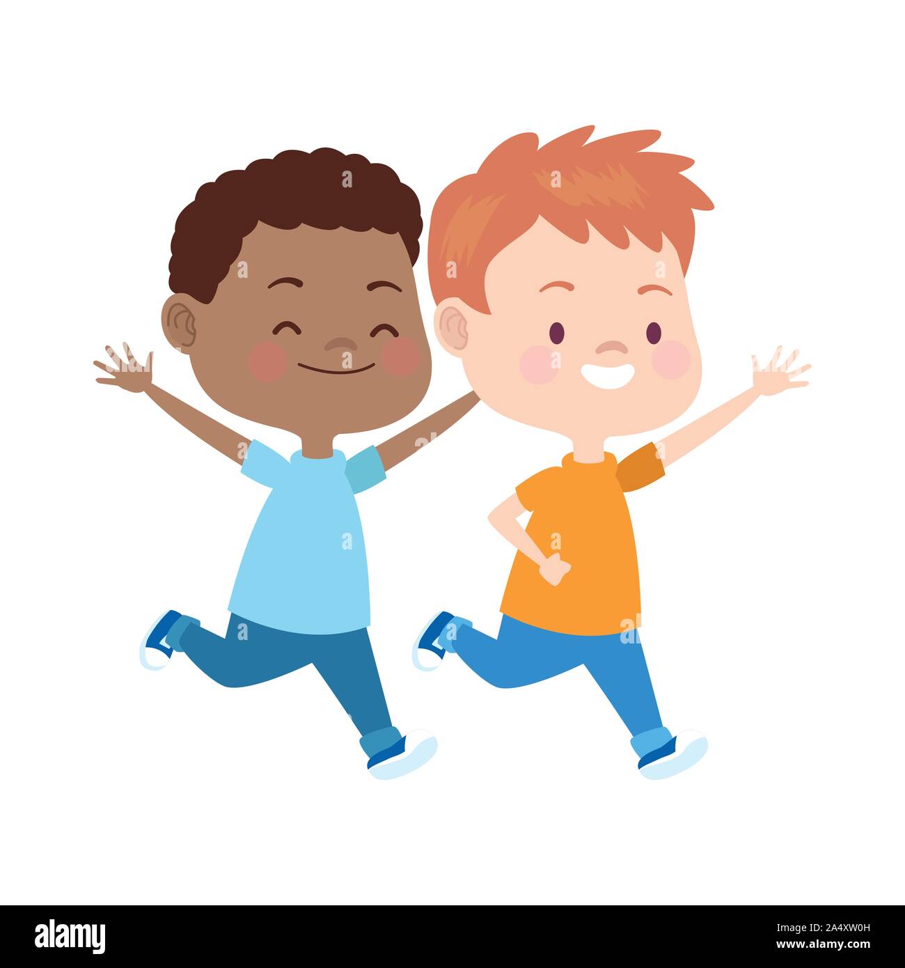 cartoon kids running icon, colorful flat design Stock Vector Image ...