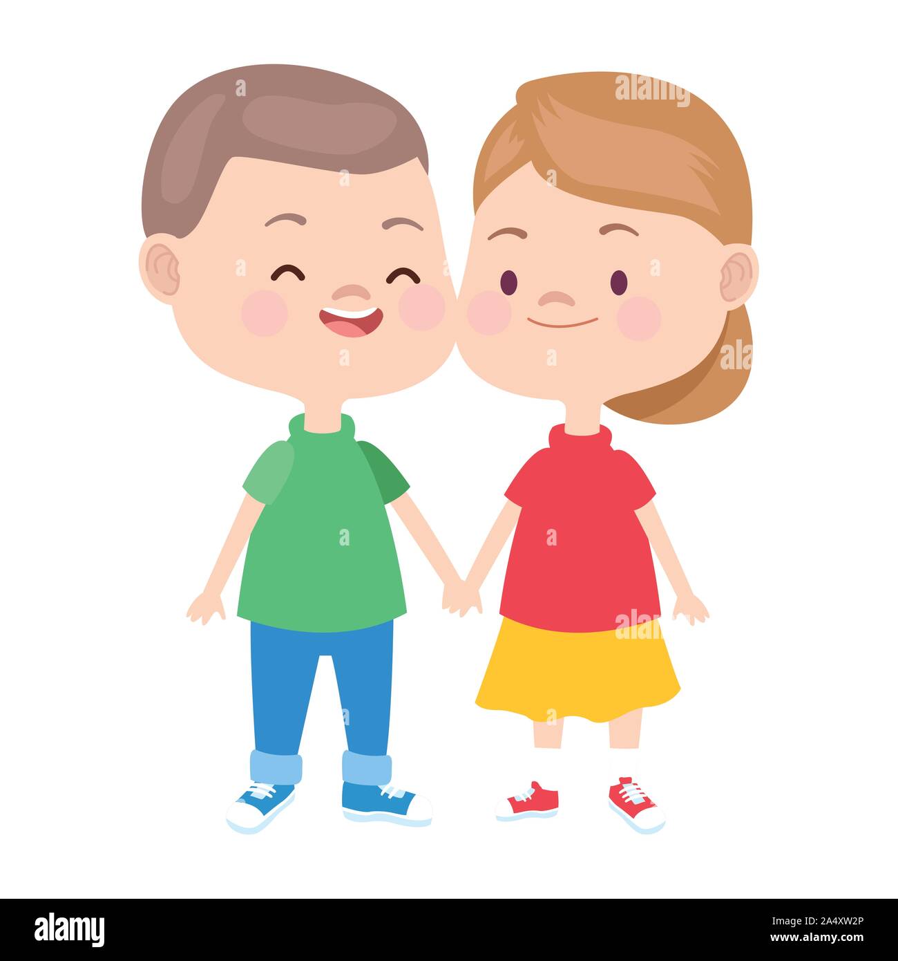 cartoon happy little kids standing Stock Vector Image & Art - Alamy