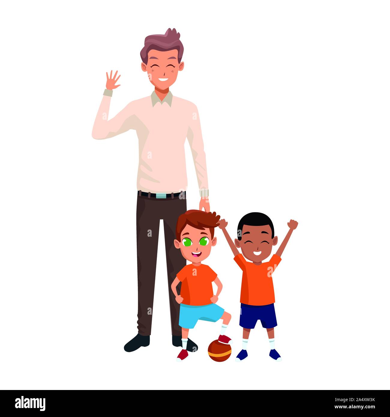 cartoon man with little boys icon Stock Vector Image & Art - Alamy