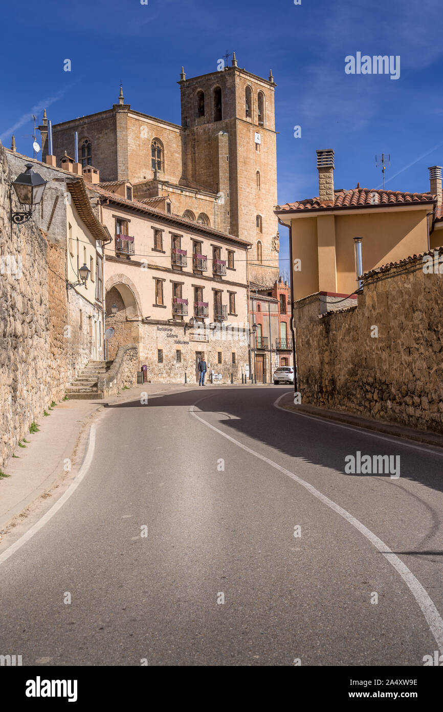 Penaranda de Duero aerial view of medieval castle, donjon, medieval ...