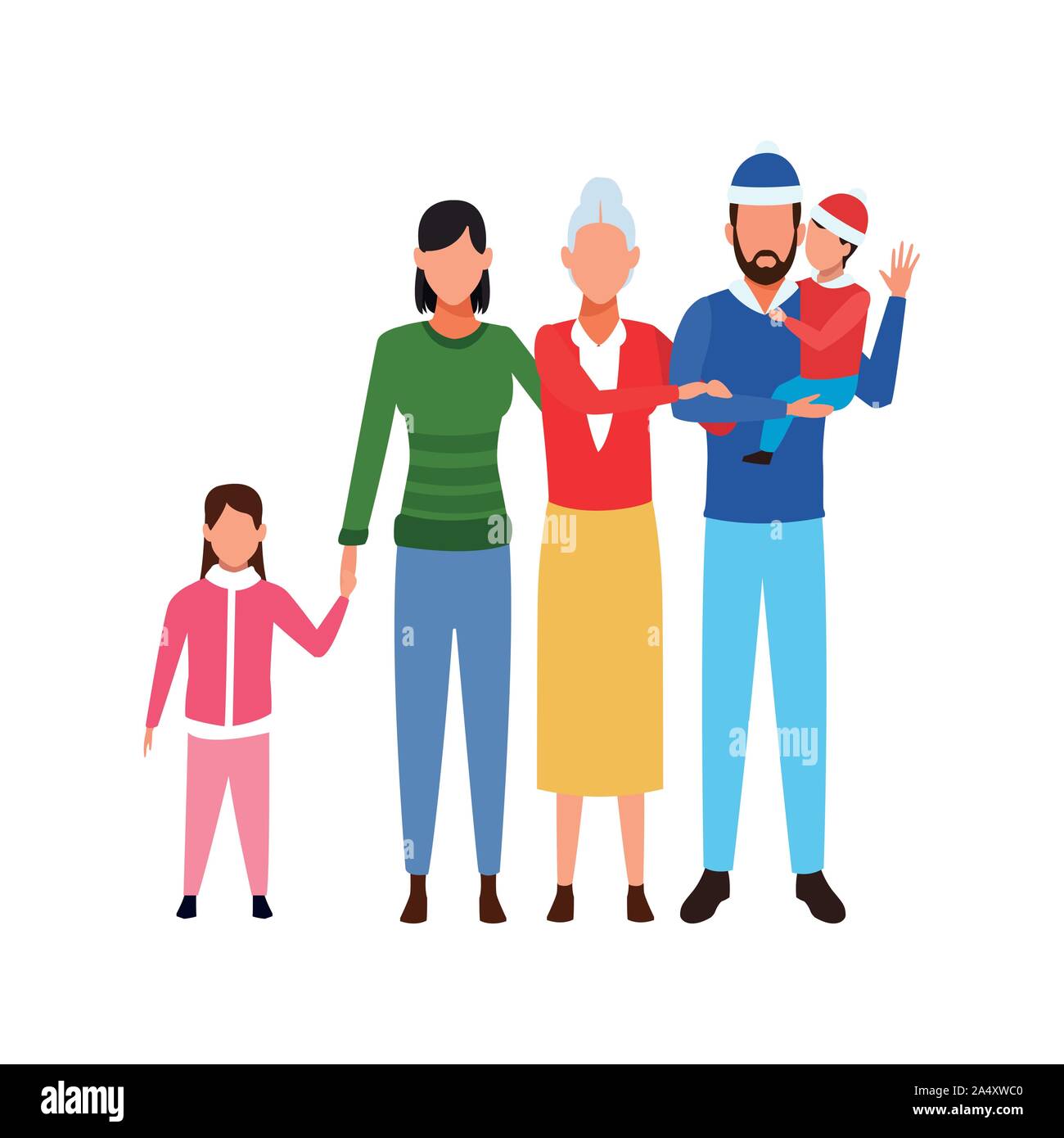 avatar family with old woman and kids Stock Vector Image & Art - Alamy