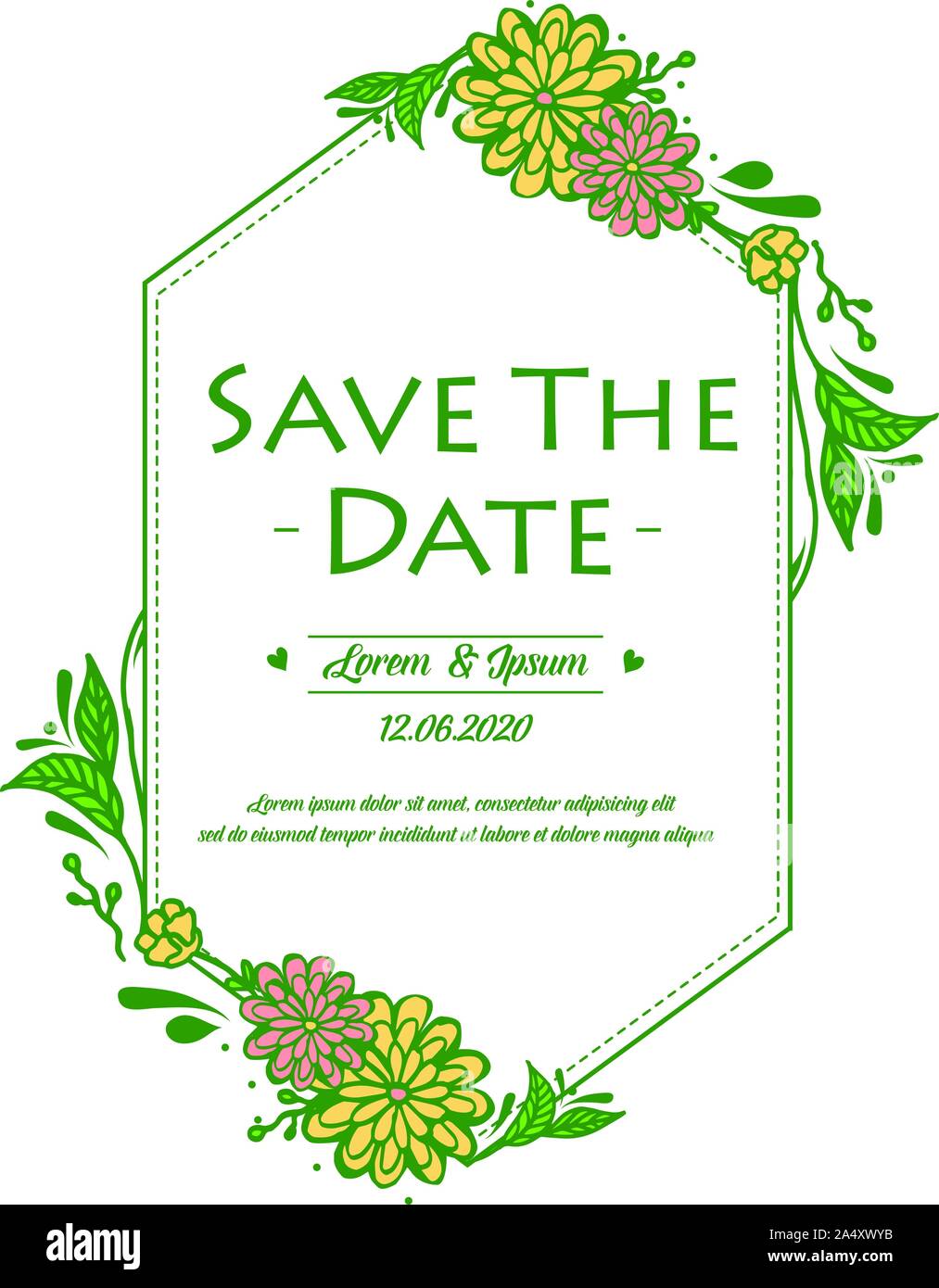 Ornate of abstract colorful flower frame, for various card wedding save ...