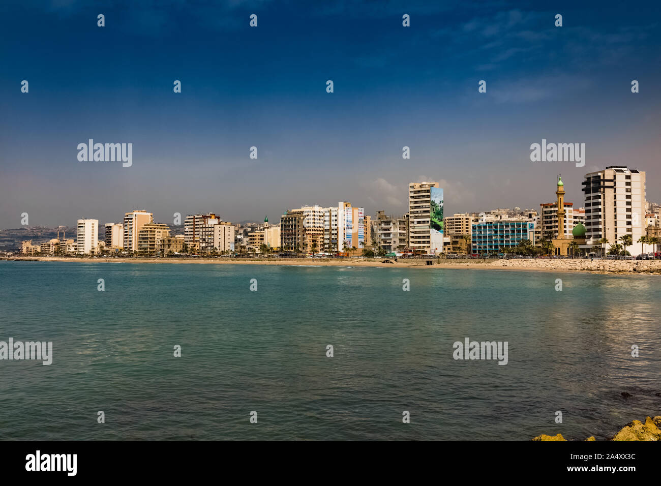 Sidon Saida skyline cityscape waterfront in South Lebanon Middle east ...