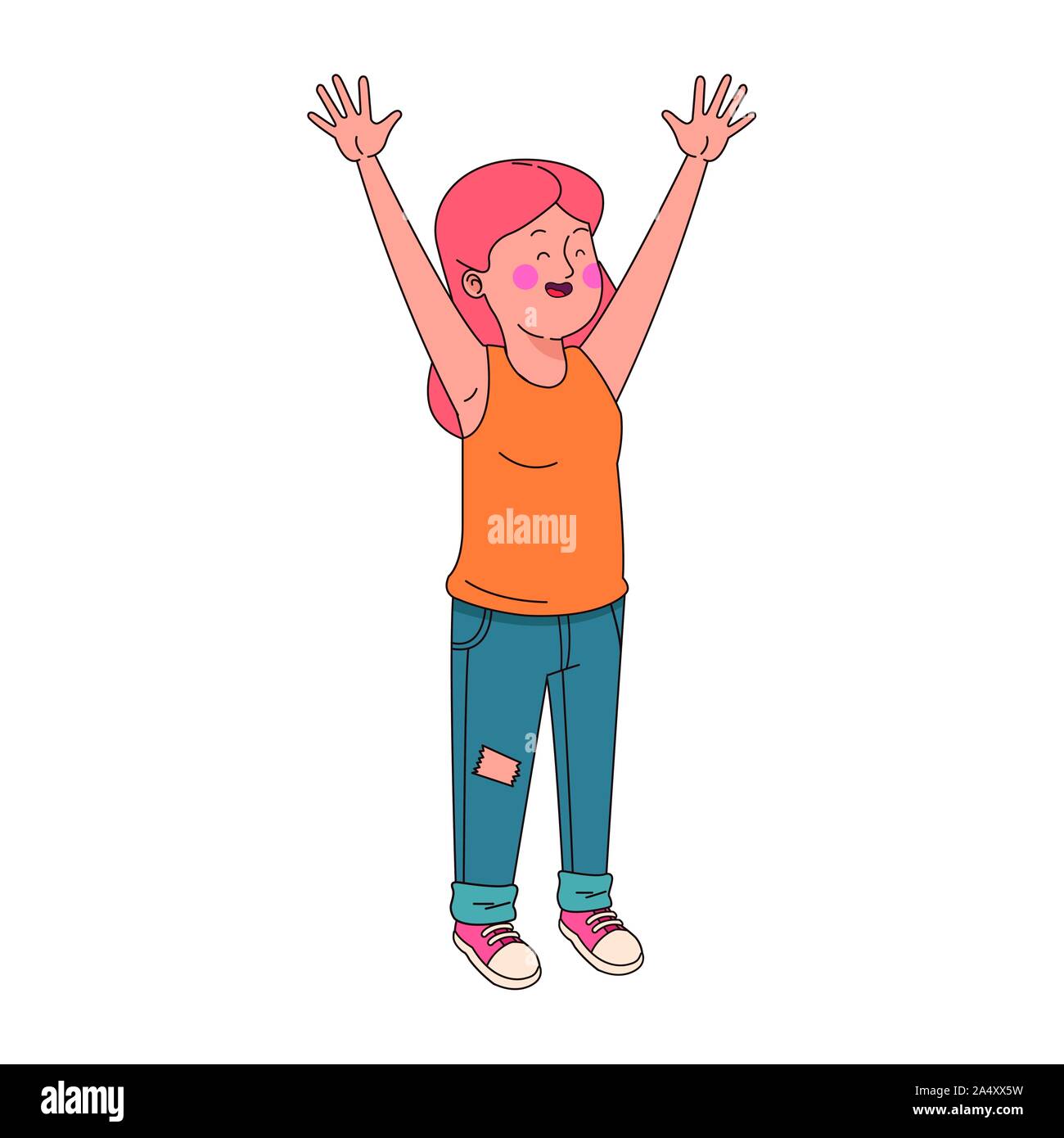 excited teen girl standing icon, flat design Stock Vector Image & Art ...