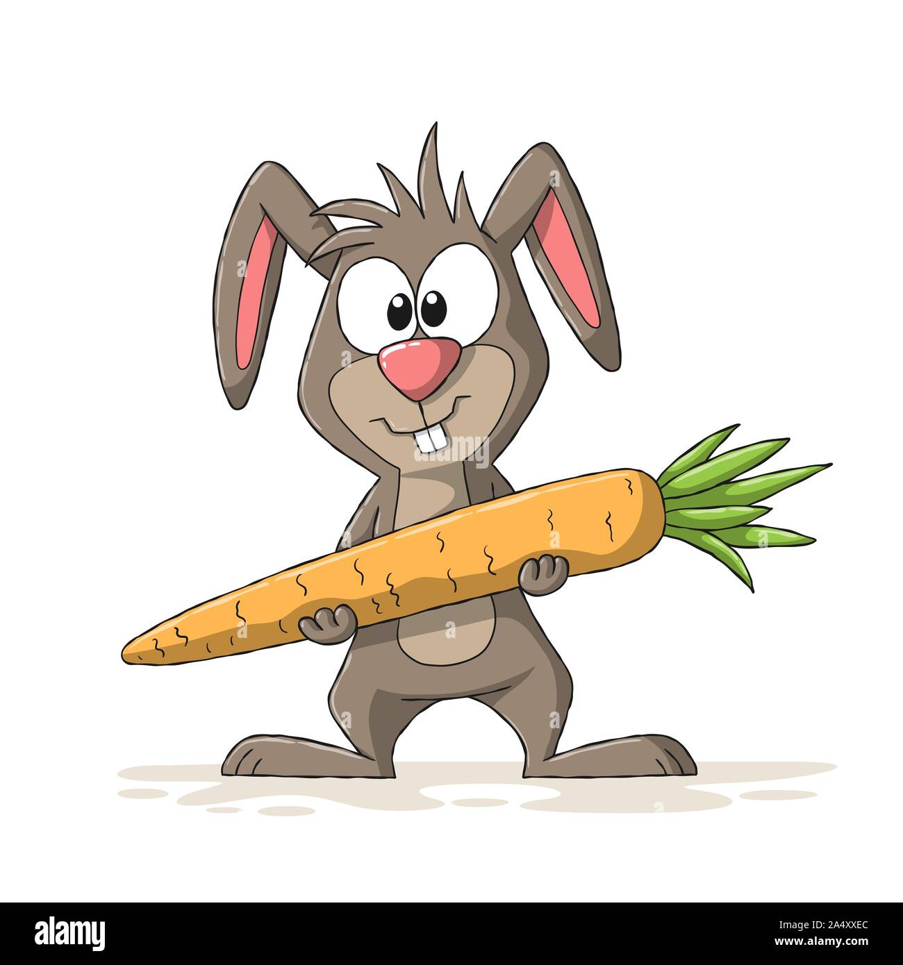 Cartoon rabbit with carrot. Hand drawn vector illustration with ...