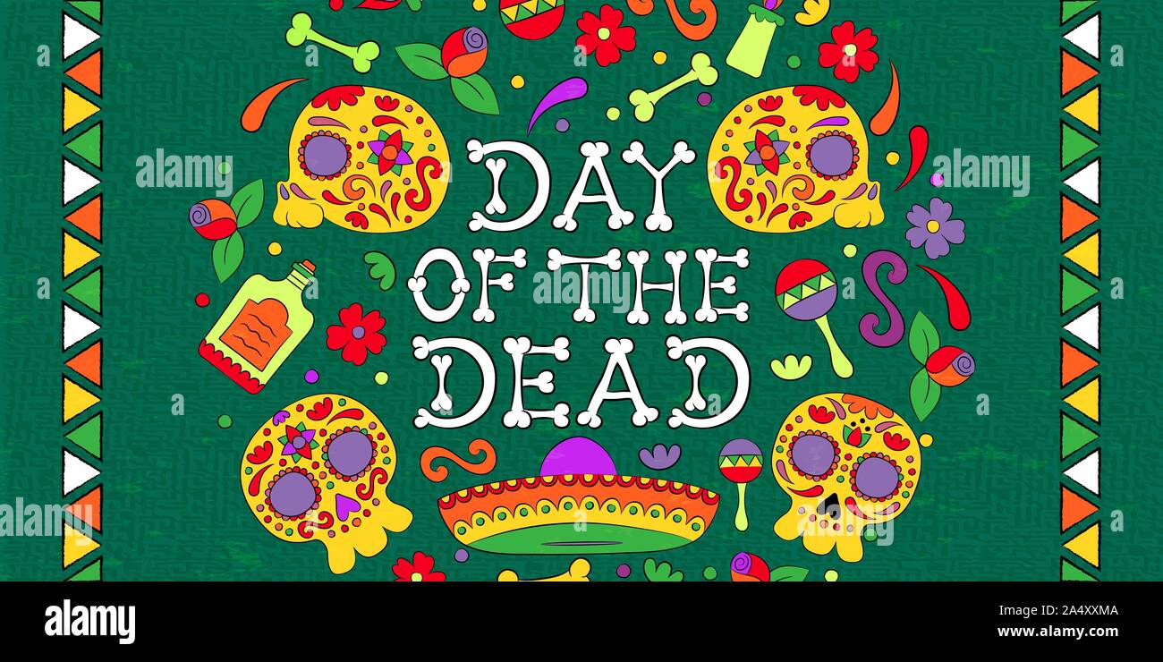 Day of the dead sugar skull greeting card for mexican celebration ...