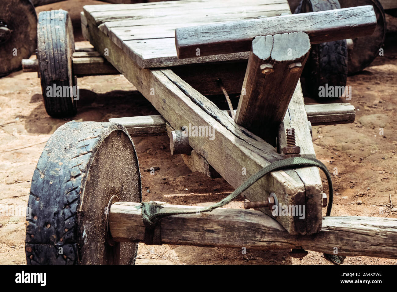 Folk toys, vintage wooden cart,Traditional culture of the Hmong hill ...
