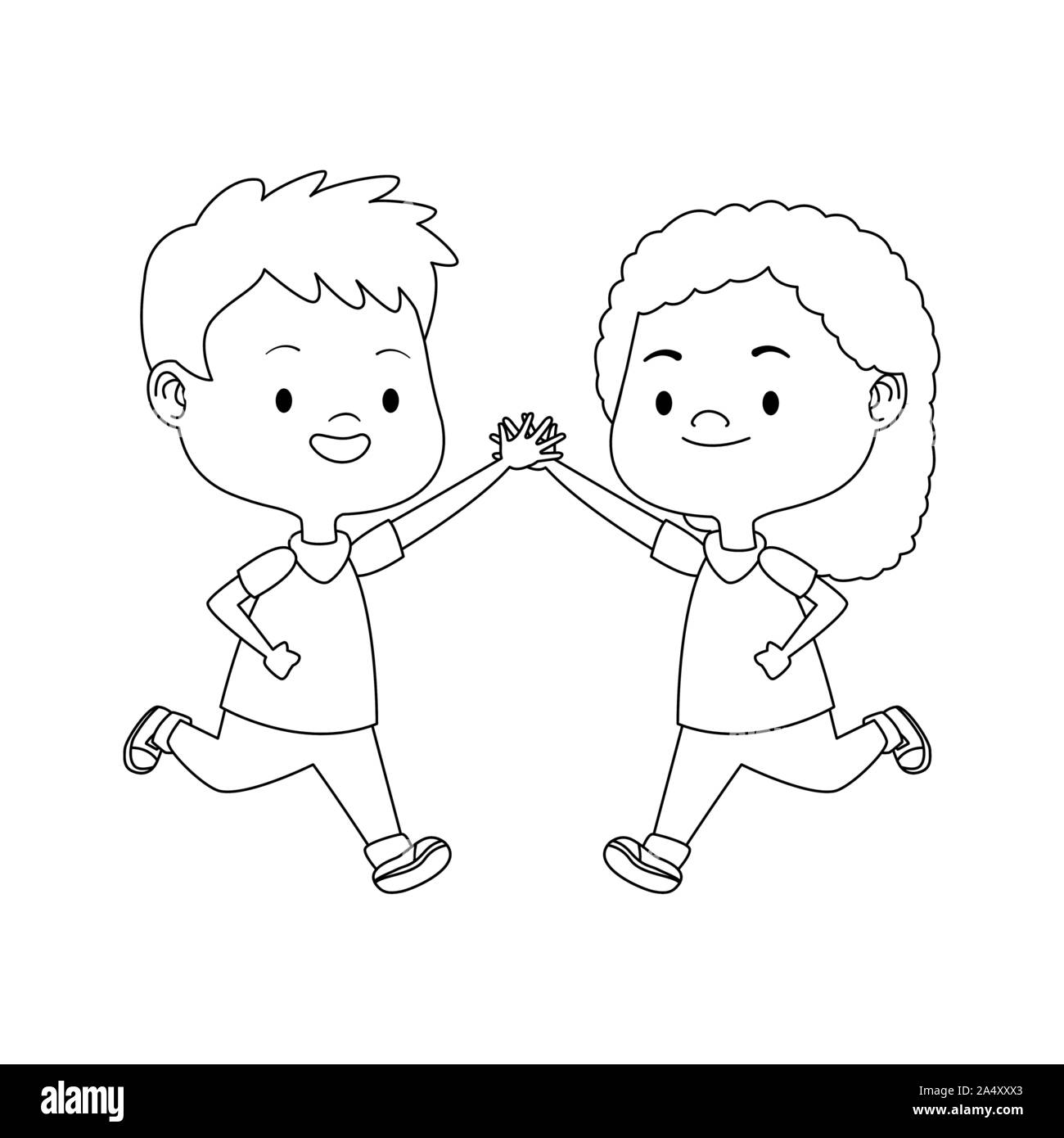 happy girl and boy playing icon Stock Vector Image & Art - Alamy