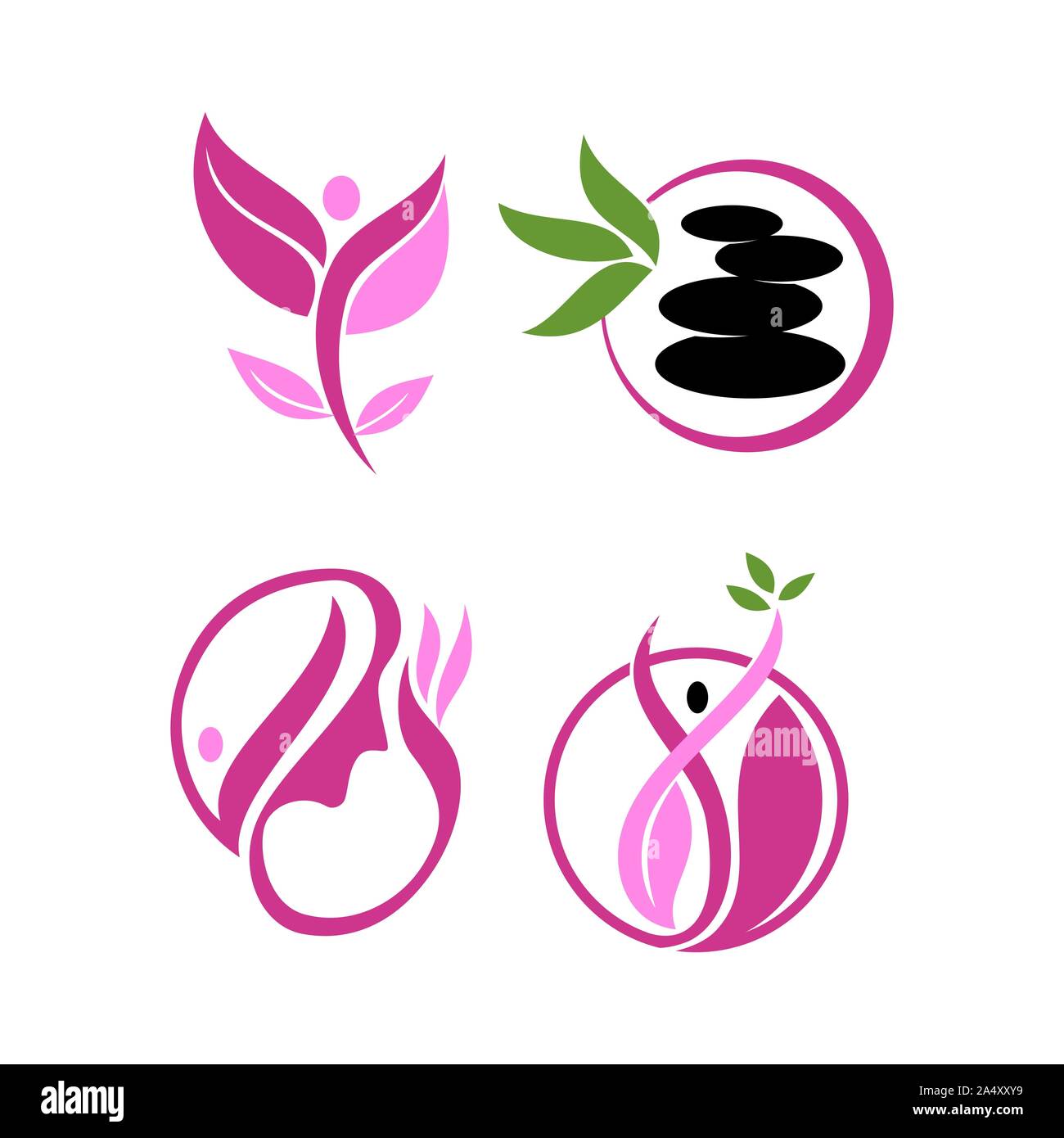 Nature Spa Logo Design Icon Vector Template Set Stock Vector Image