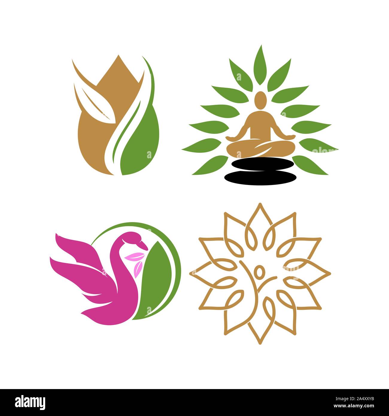 Nature Spa Logo Design Icon Vector Template Set Stock Vector Image