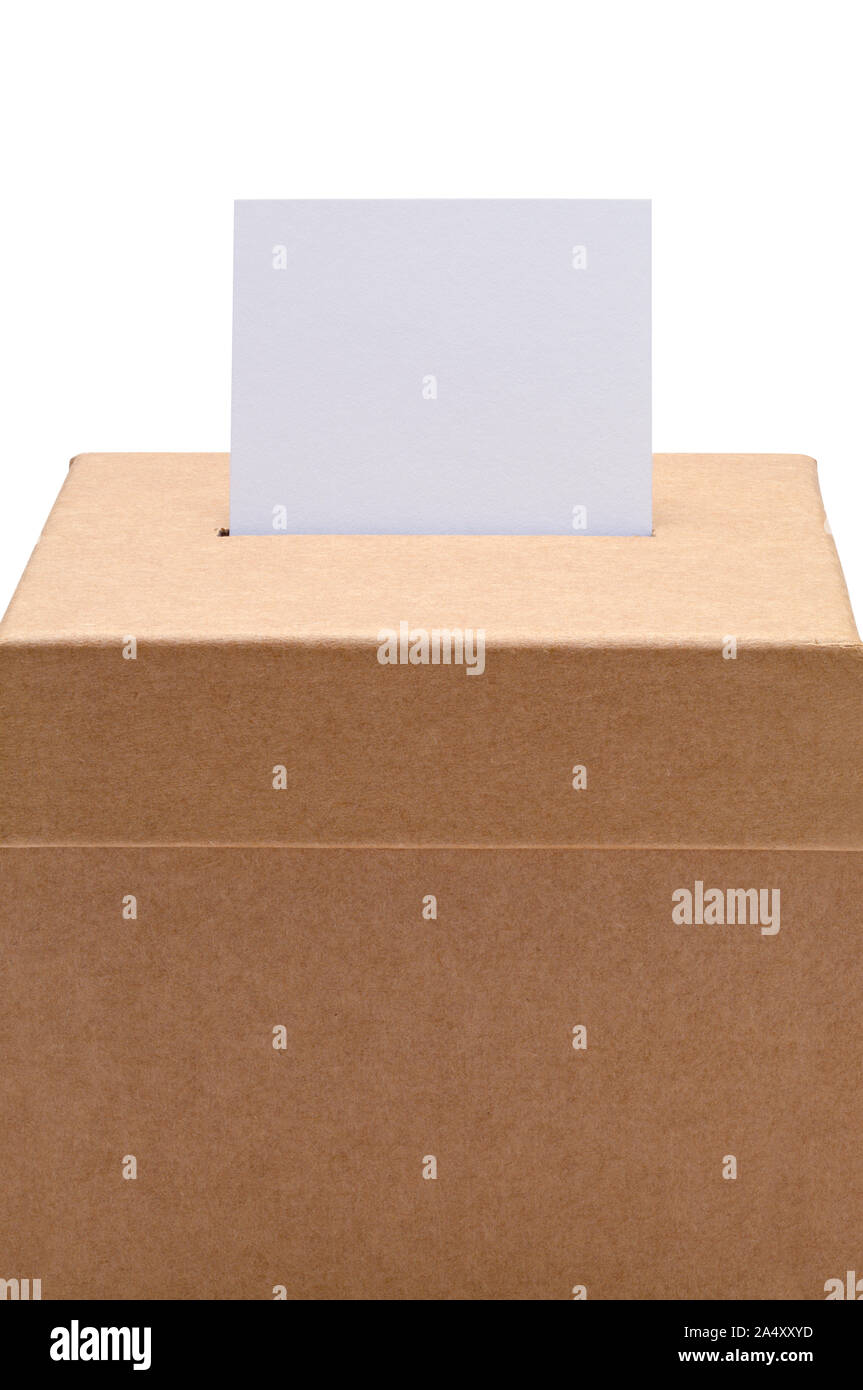 Brown Ballot Box Close Up Isolated on White Background Stock Photo - Alamy