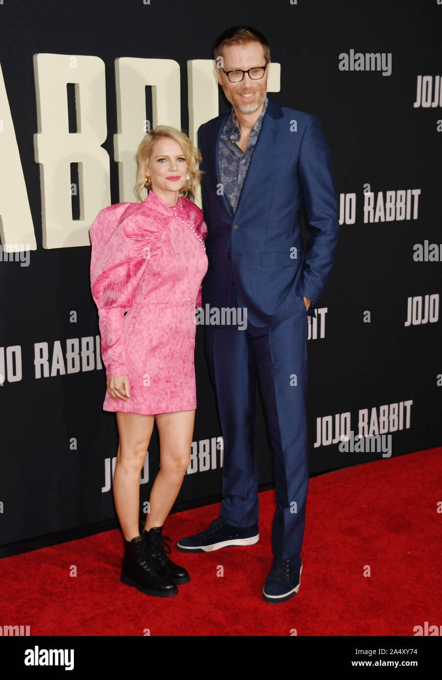 HOLLYWOOD, CA - OCTOBER 15: Stephen Merchant (R) and Mircea Monroe ...