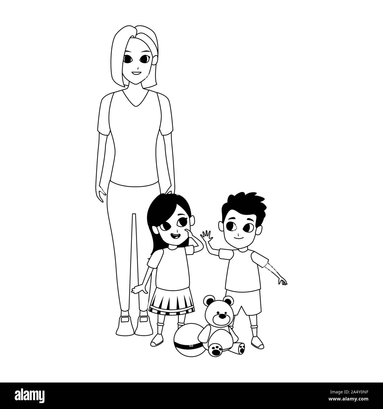 Portrait emotional woman boy Stock Vector Images - Alamy