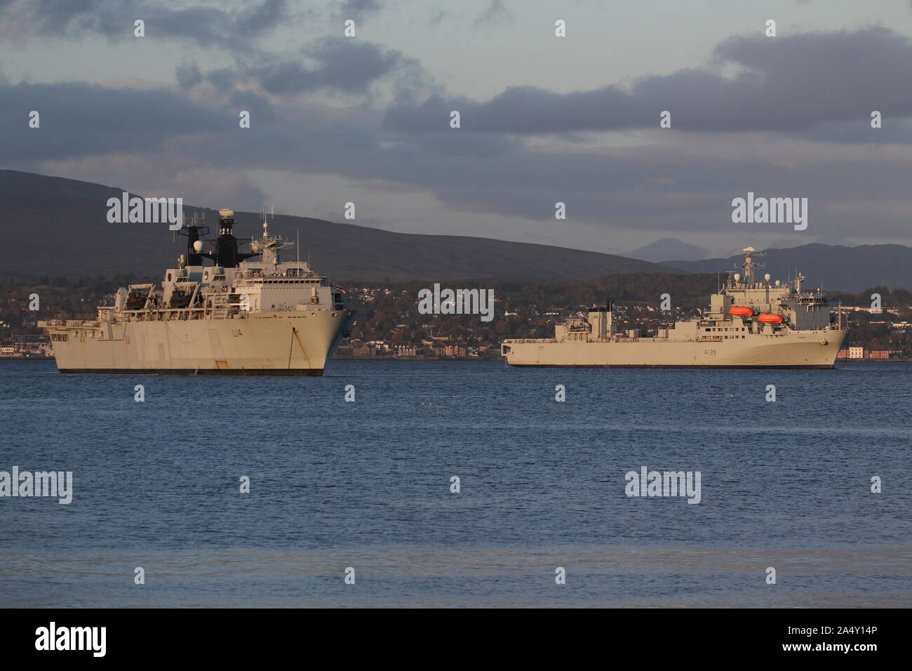 The Royal Navy's HMS Albion (L14) and the Royal Fleet Auxiliary's RFA ...