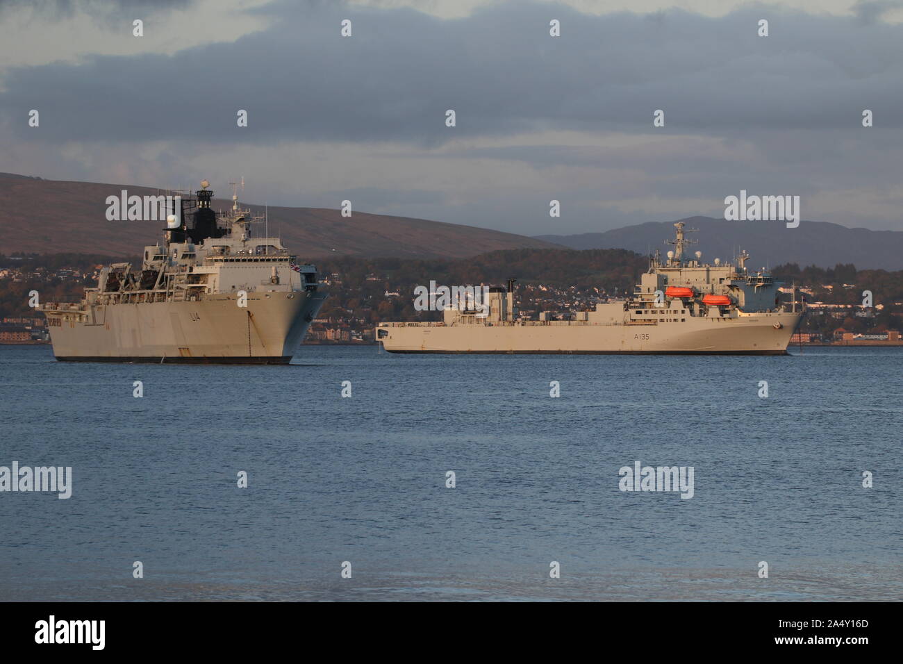 The Royal Navy's HMS Albion (L14) and the Royal Fleet Auxiliary's RFA ...