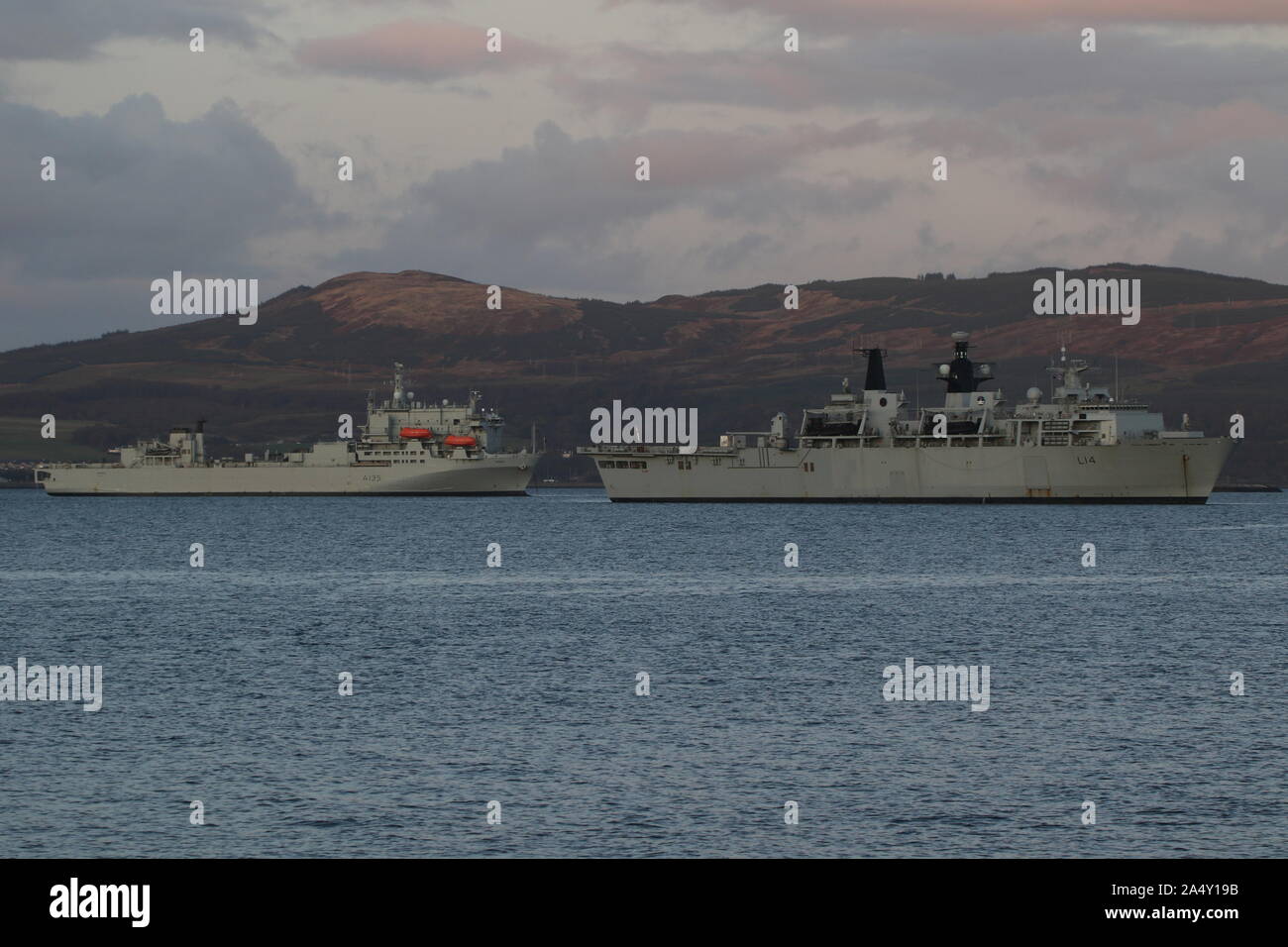 The Royal Navy's HMS Albion (L14) and the Royal Fleet Auxiliary's RFA ...
