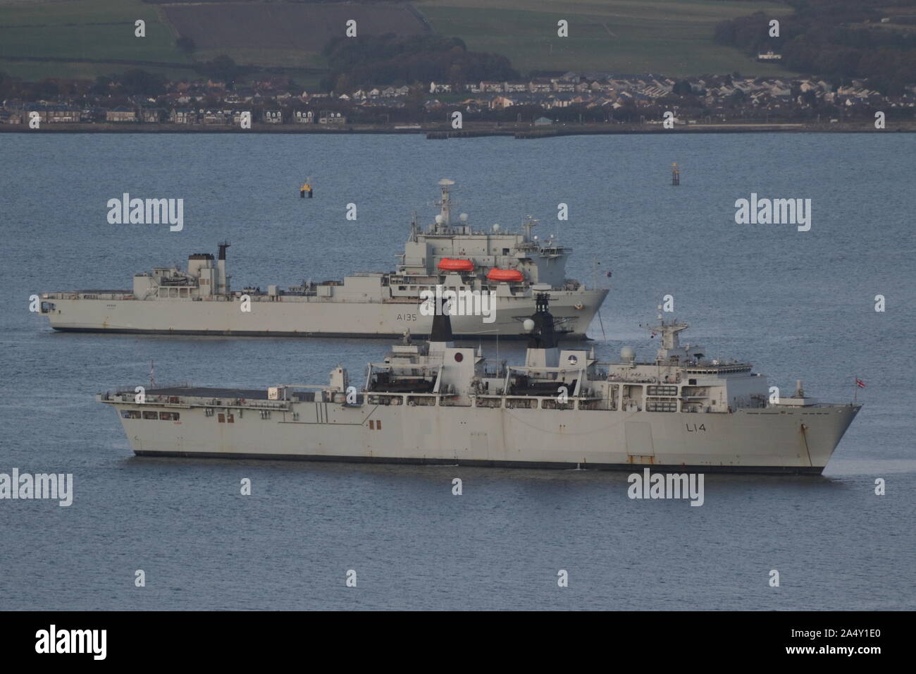 The Royal Navy's HMS Albion (L14) and the Royal Fleet Auxiliary's RFA ...