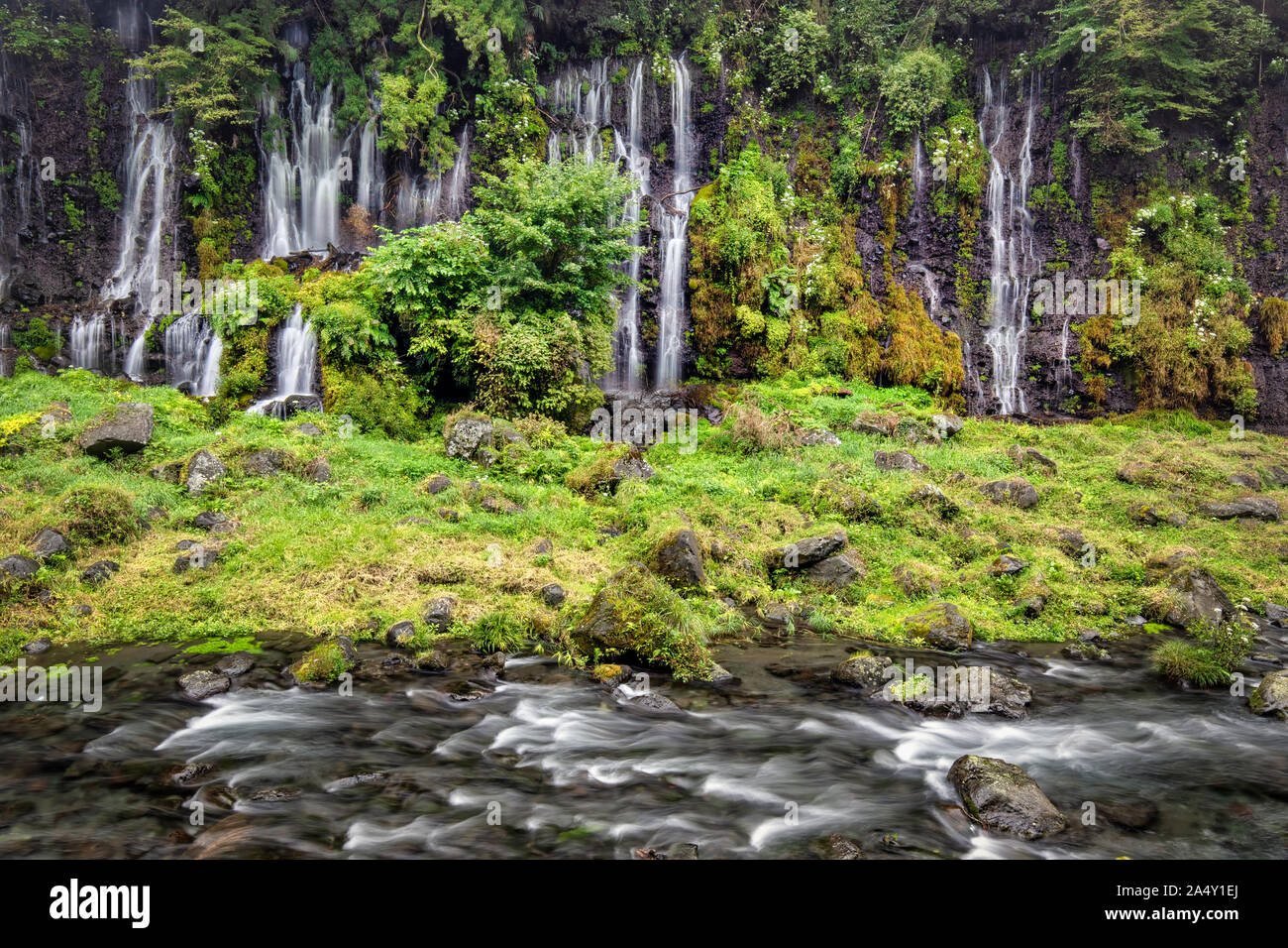 Just some of the falls at the Shiraito Falls near Fujinomiya, Japan, on ...