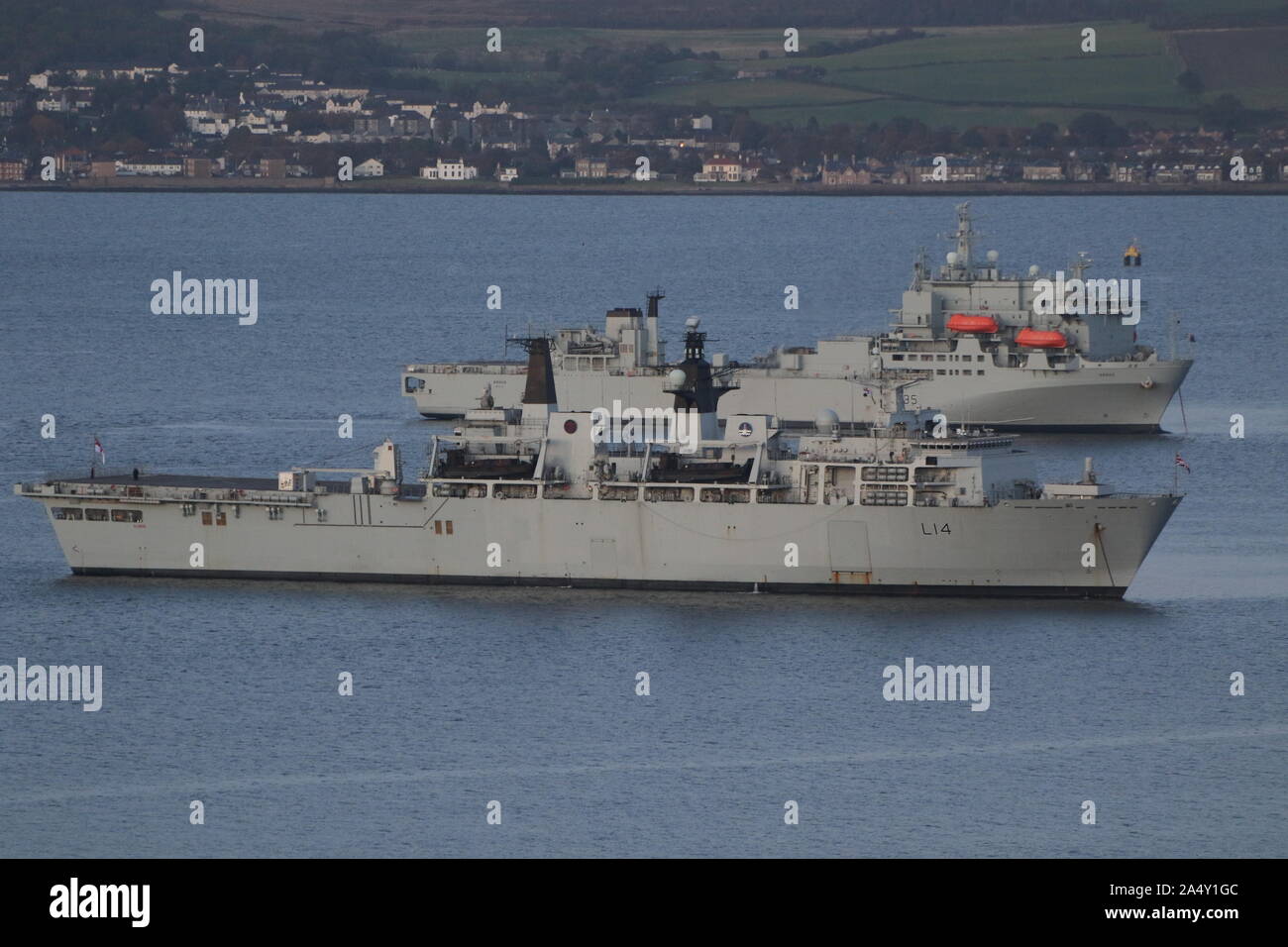 The Royal Navy's HMS Albion (L14) and the Royal Fleet Auxiliary's RFA ...