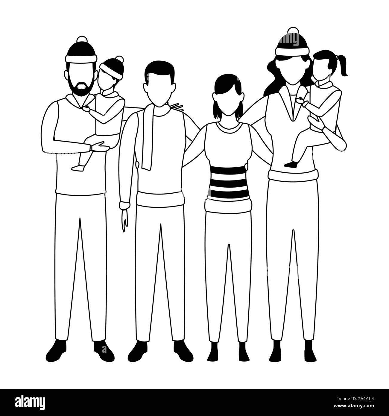 avatar family with little kids and friends Stock Vector Image & Art - Alamy