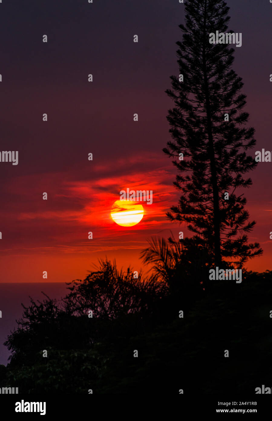Hawai‘i, the Big Island, Sunset Through the Vog Stock Photo - Alamy