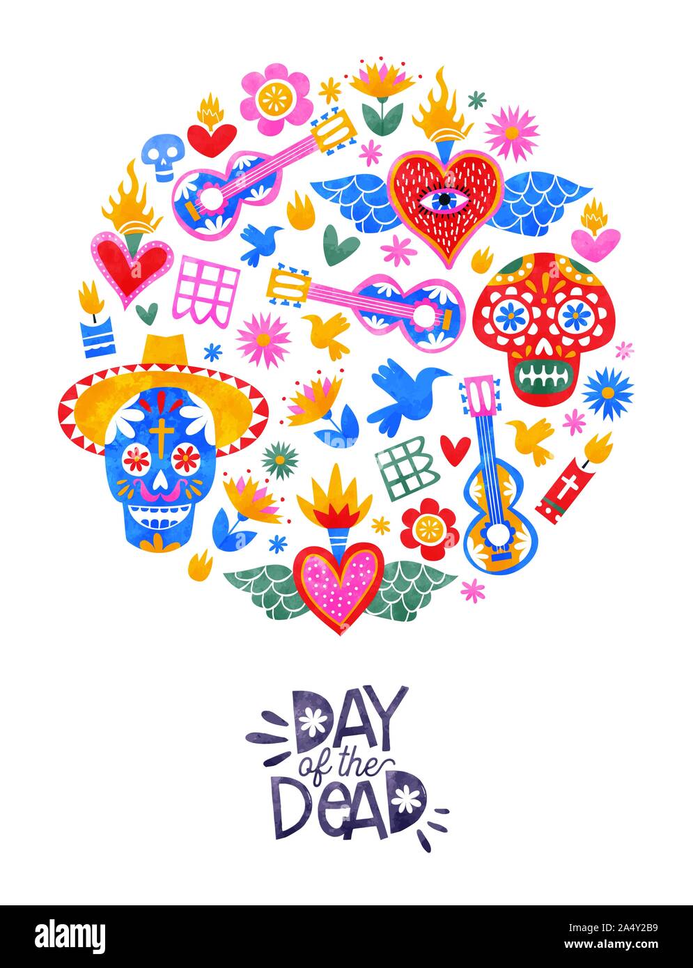 Skeleton hat guitar day Stock Vector Images - Alamy